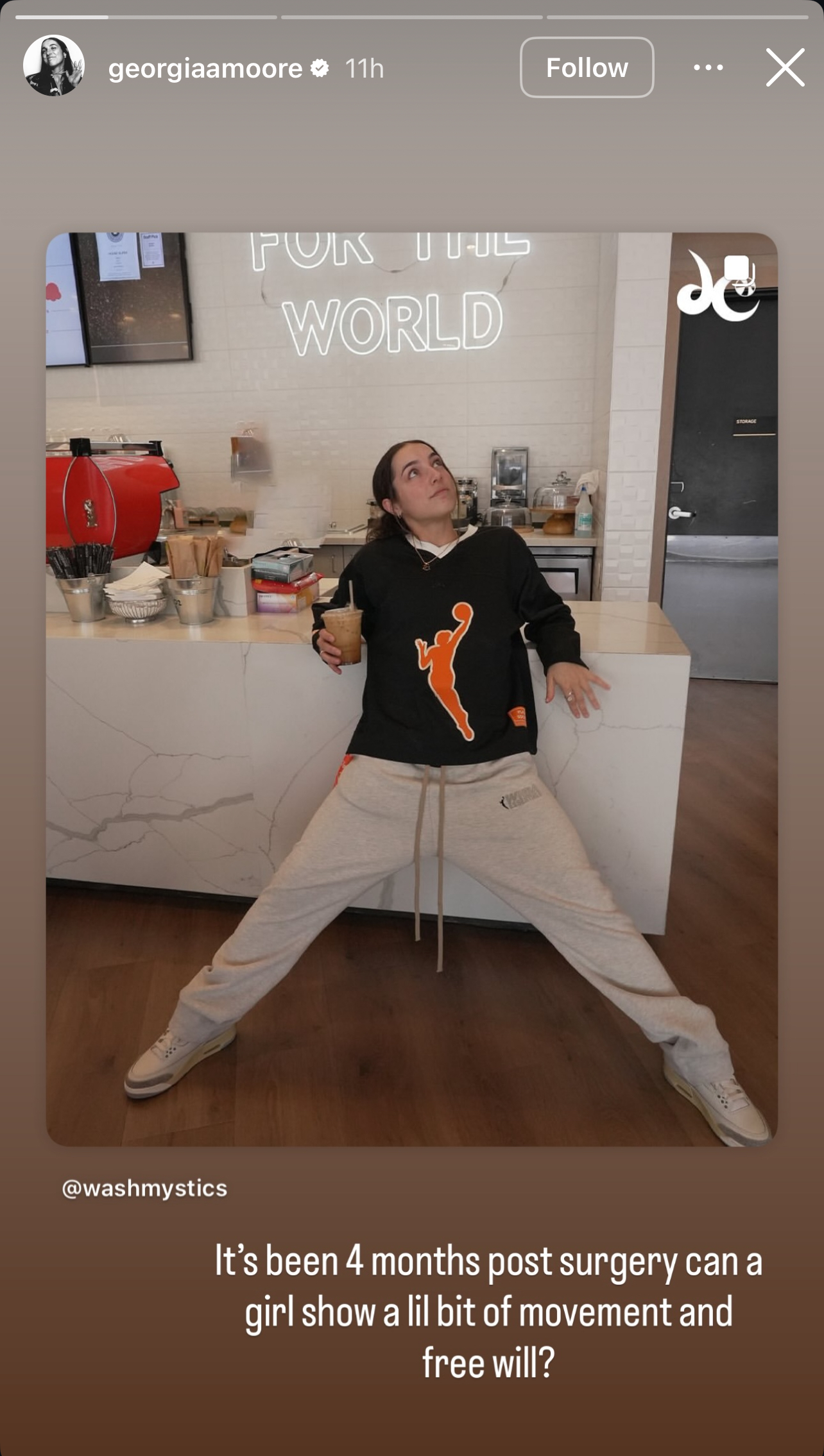 4 Months Post Surgery, Georgia Amoore Flexes Coffee, Smiles and ...