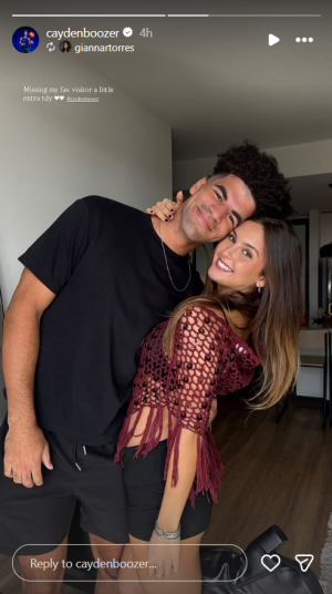 PIC: Cayden Boozer’s GF Gianna Poses in Maroon Fishnet Top While ...