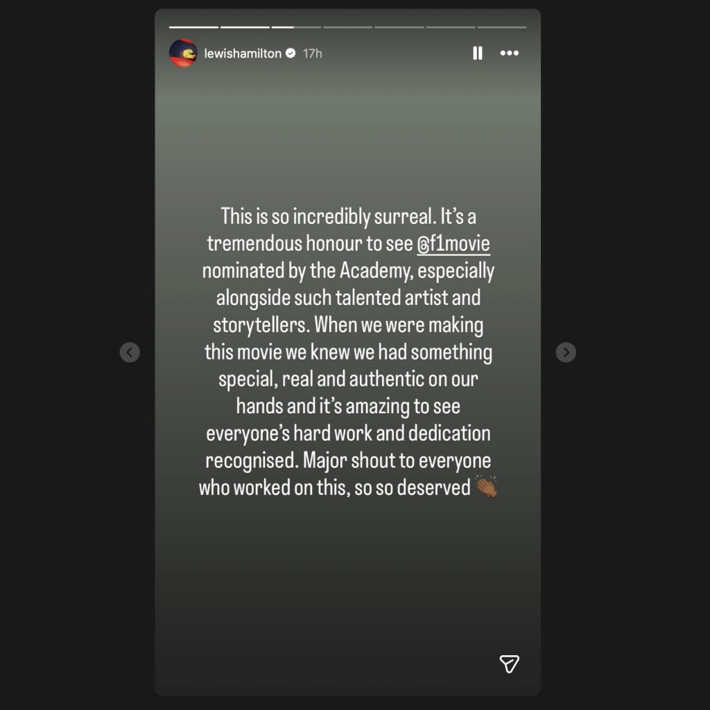 Lewis Hamilton Reacts As "F1" Movie Is Nominated For Oscars | College ...